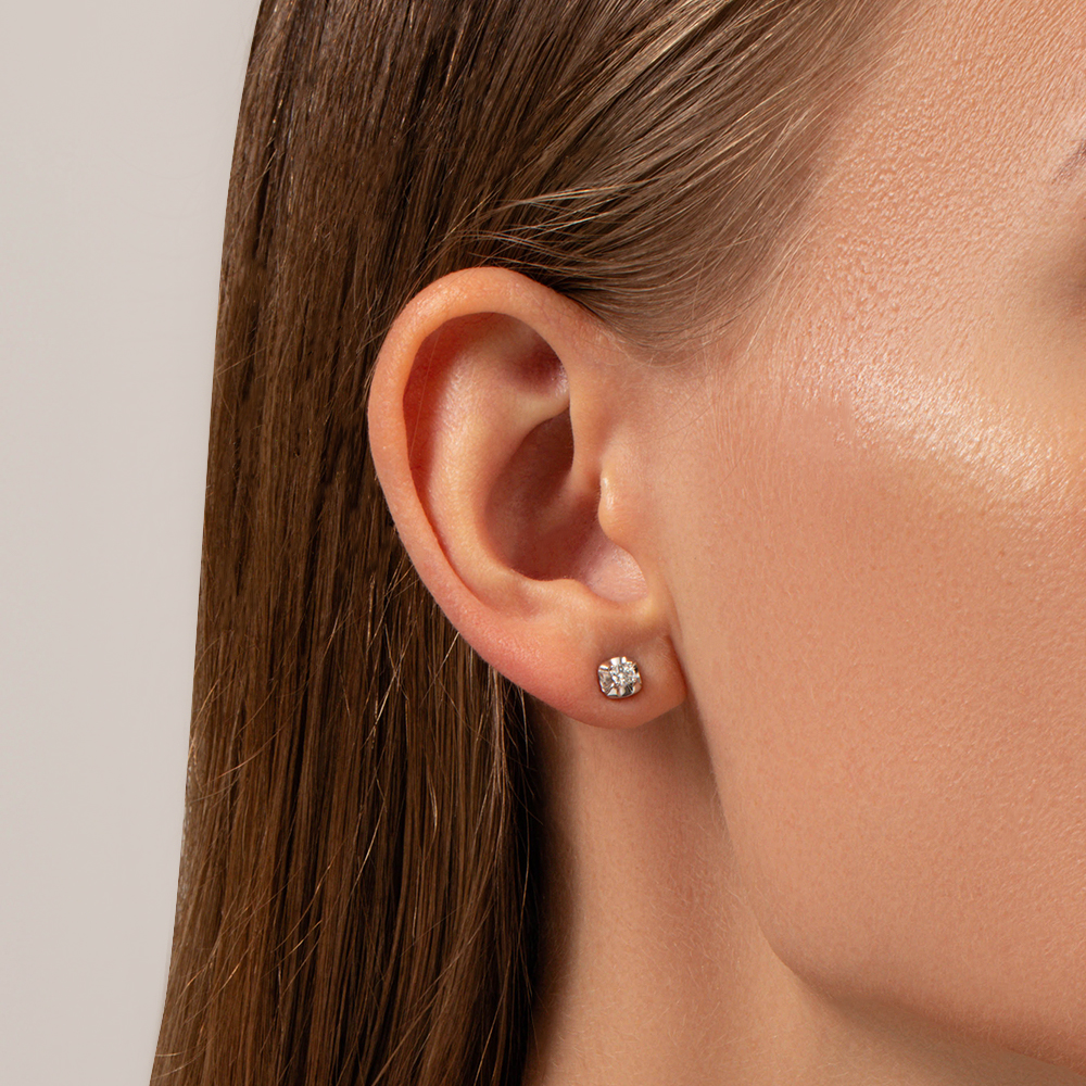 Золотые серьги с бриллиантами БРИЛЛИАНТЫ ЯКУТИИ 71492-C5M-02: розовое ...