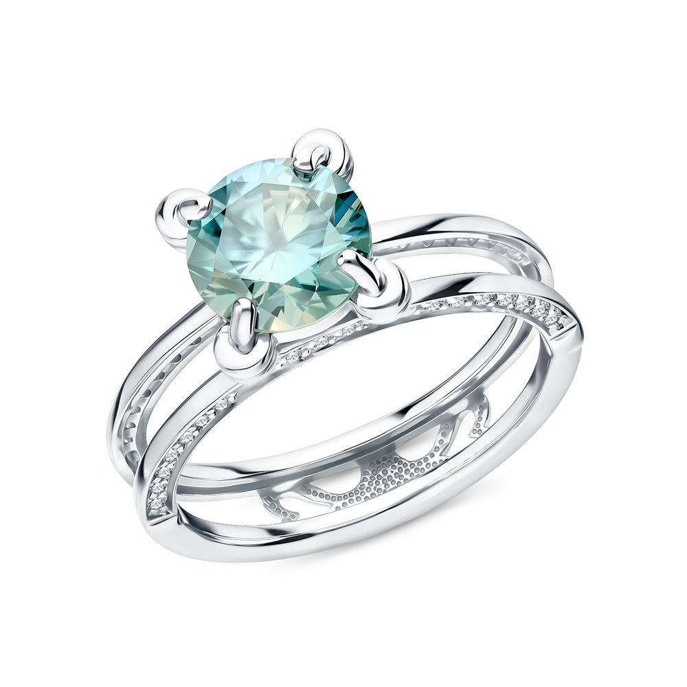 Серебряное кольцо с фианитами и муассанитами BASTET К-3911рс1613900 ...