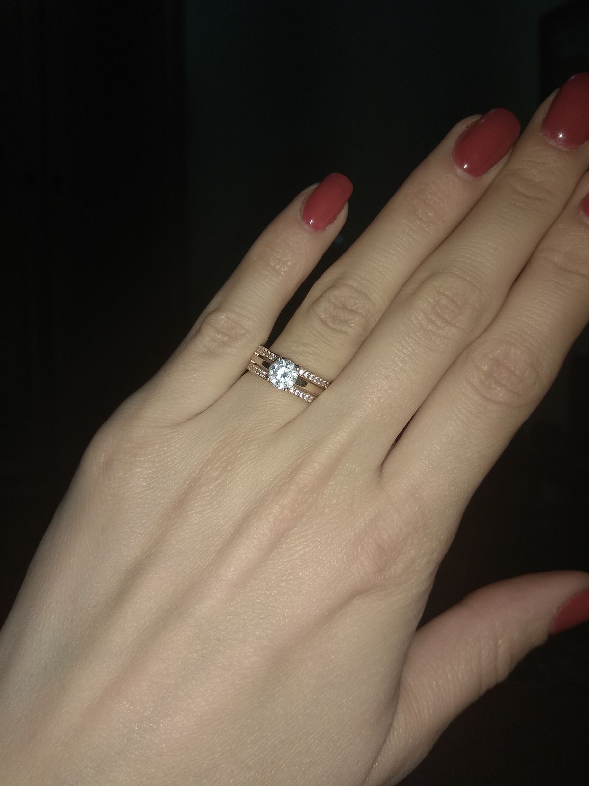 Золотое кольцо с фианитами JASMİNE JEWELLERY: розовое золото 585 пробы ...