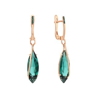 Золотые серьги с фианитами и турмалинами МОСКОВСКИЙ ЦЕПЕВЯЗАЛЬНЫЙ ЗАВОД ...