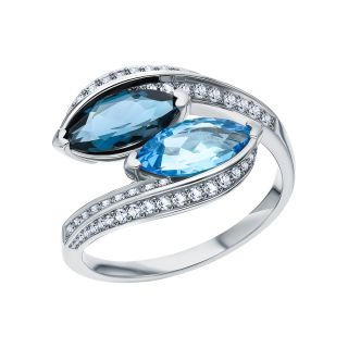 Золотое кольцо с бриллиантами природными и топазами природными АКАДЕМИЯ ...