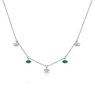 Серебряное шейное украшение с фианитами и малахитом BASTET S42665-H9W ...