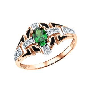 Золотое кольцо с эмалью и фианитами МОСКОВСКИЙ ЦЕПЕВЯЗАЛЬНЫЙ ЗАВОД ...