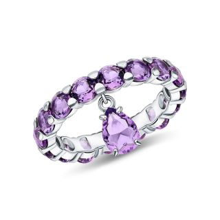 Серебряное кольцо с аметистами природными BASTET 1-2417-2-2: белое ...